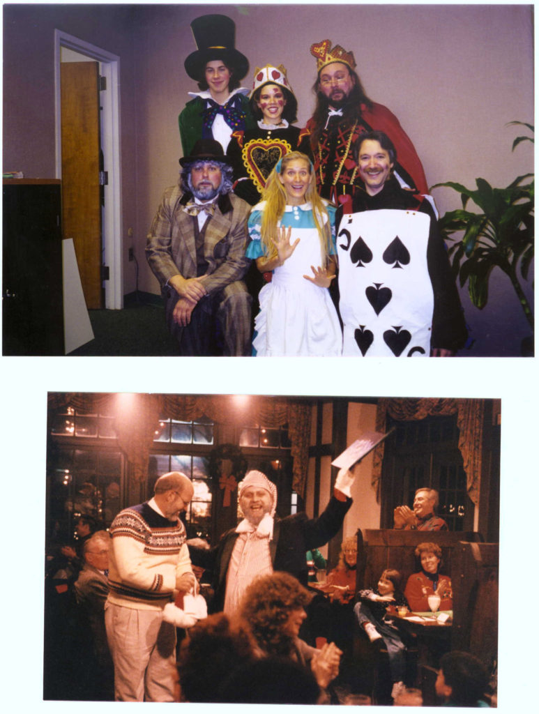Alice cast 1997 and Scrooge at Pippens 1990